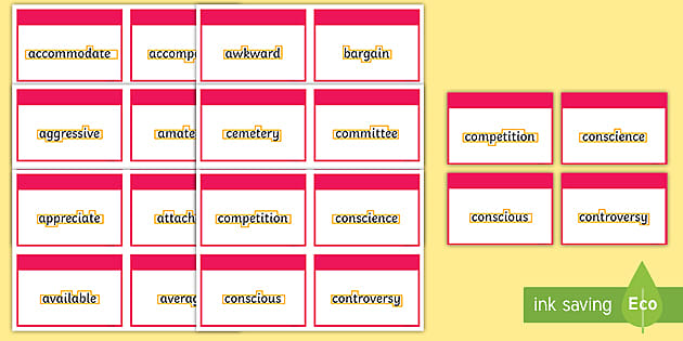 Year 5 and 6 Statutory Spelling Words with Outline Flashcards