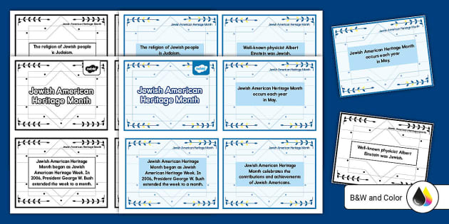 Jewish American Heritage Month Information Cards for K-2nd