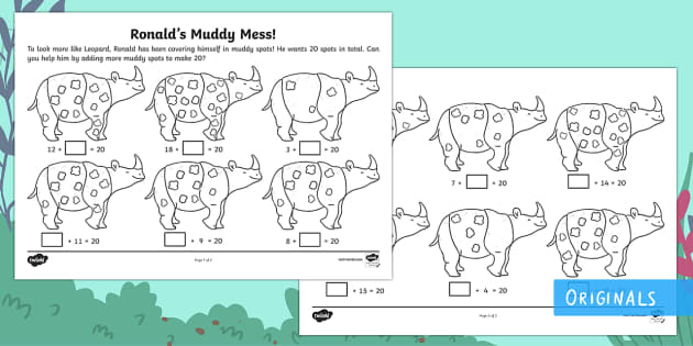 Ronald the Rhino's Muddy Mess Number Bonds to 10 Activity