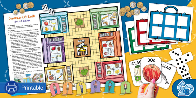 Supermarket Rush Board Game (teacher made) - Twinkl