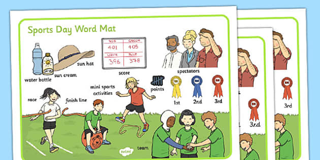 Sports Day Vocabulary Mat for young students (teacher made)