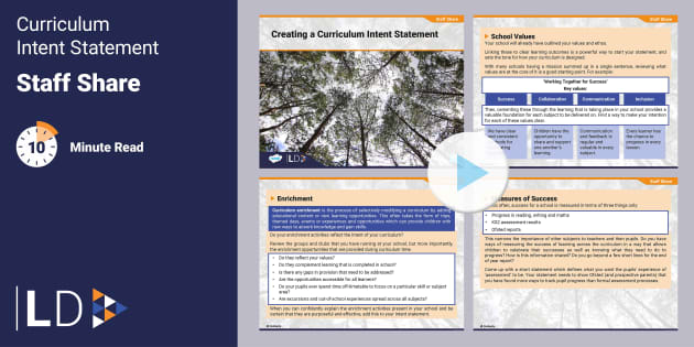 Ofsted Inspection Framework: Curriculum Intent Statement