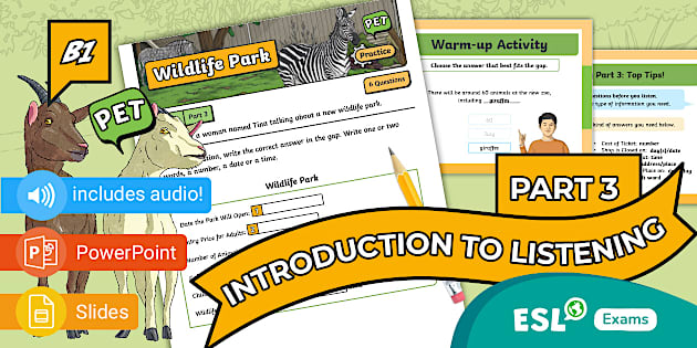 B1 Preliminary (PET) - Introduction to Listening Part 3