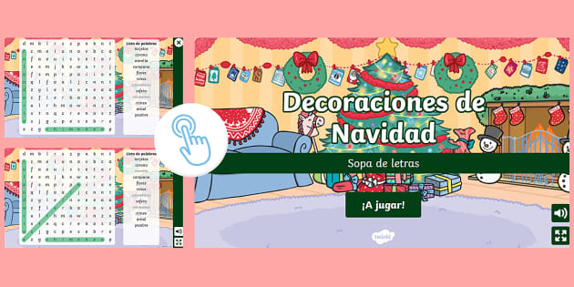 Sopa de letras: Decoraciones de Navidad - Twinkl