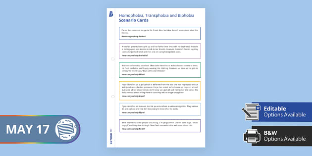 Homophobia, Transphobia and Biphobia Scenario Cards | Beyond