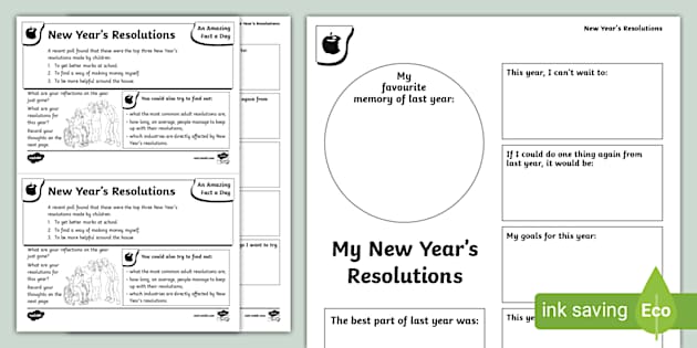 New Year Resolutions Lesson Plan - Worksheet (teacher made)