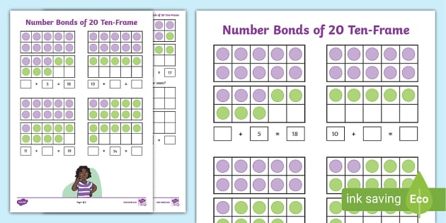 Number Bonds within 20 Ten-Frame Activity (Teacher-Made)