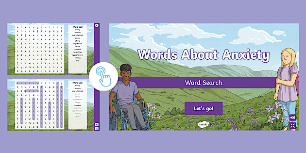 Words About Anxiety Interactive Word Search - Twinkl