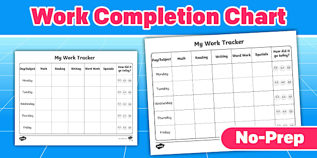 Editable My Work Tracker: Work Completion Chart