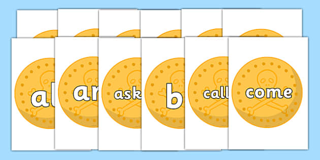 Tricky Words on Pirate Coins - tricky words, pirate coins, tricky, words