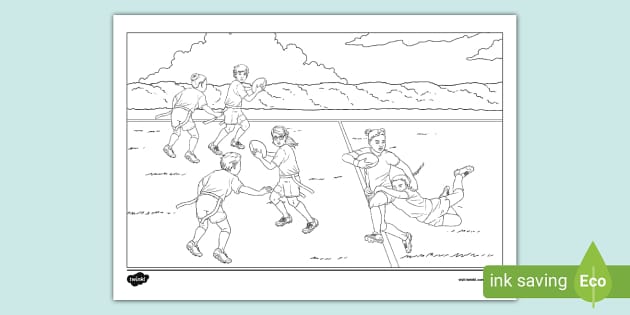 Tag Rugby Colouring Page (Teacher-Made) - Twinkl