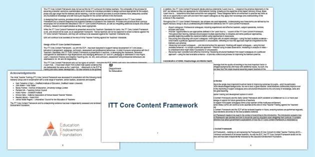 FREE! - ITT - Initial Teacher Training DfE Framework