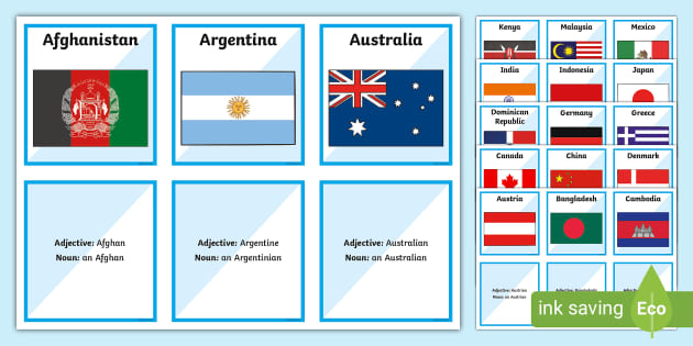 Country and Nationality Matching Cards (teacher made)