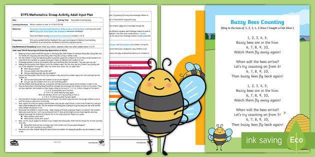 EYFS Maths: Buzzy Bees Counting Song Group Activity Adult Input Plan and