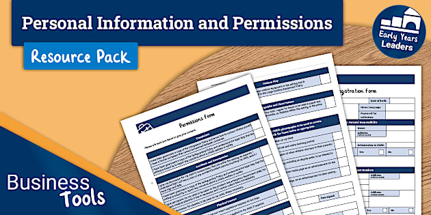 Personal Information and Permissions Resource Pack for Private Kindergarten