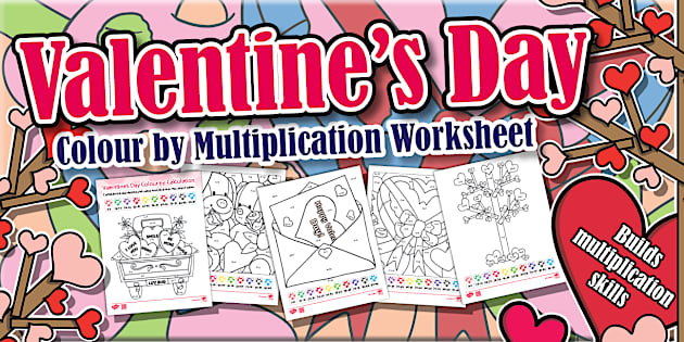 * NEW * Valentine's Day Colour by Multiplication Worksheet