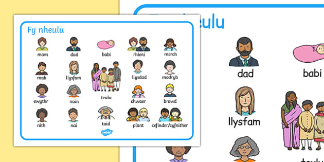Fy nheulu Cymraeg - cymraeg, welsh, family, word mat, word, mat