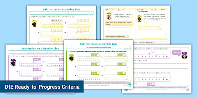 👉 Subtraction on a Number Line Maths Differentiated Worksheets
