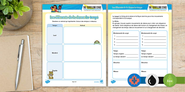 FREE The Elements of Dance Time Worksheet French - Twinkl