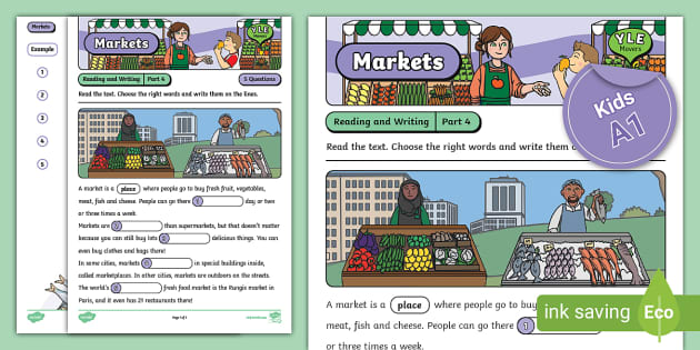 ESL YLE Movers Reading and Writing (Markets) [Kids, A1]