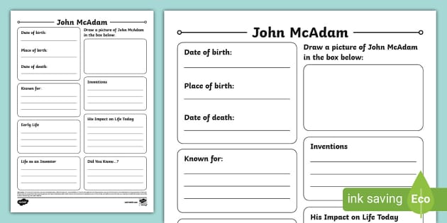 John McAdam Fact File Template (teacher made) - Twinkl John McAdam Fact File Template (teacher made) - Twinkl