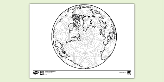 Earth Mandala Colouring Page (teacher made) - Twinkl