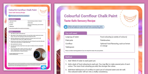 Taste-Safe Colourful Cornflour Chalk Paint Sensory Recipe