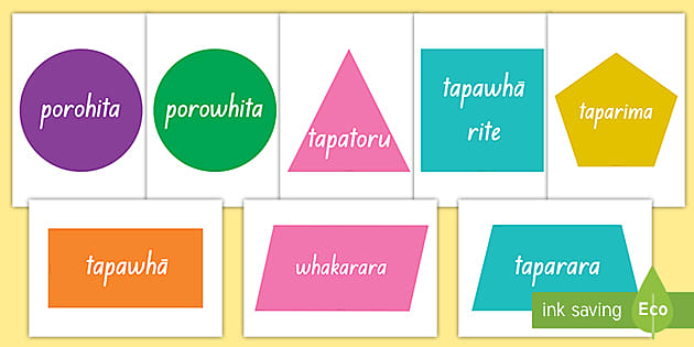 2D Shapes in Te Reo Māori Display Cut-Outs (teacher made)