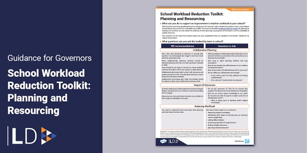 Governors: Workload Reduction Toolkit: Planning & Resourcing