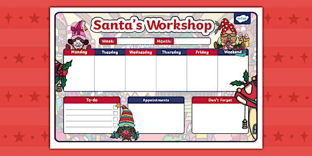Santa's Workshop Educator Weekly Planner (Teacher-Made)