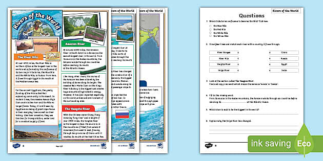 UKS2 Rivers of the World Differentiated Reading Comprehension