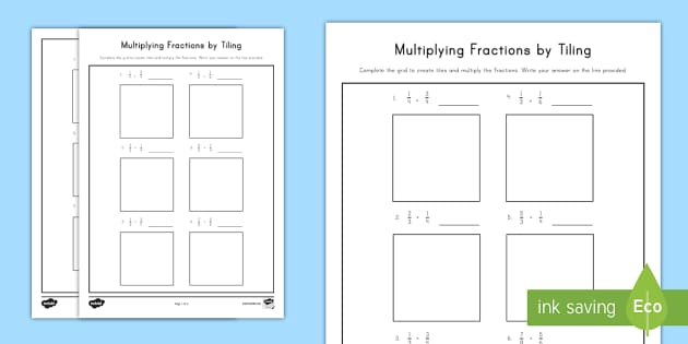 Multiplying Fractions by Tiling Worksheet / Worksheet