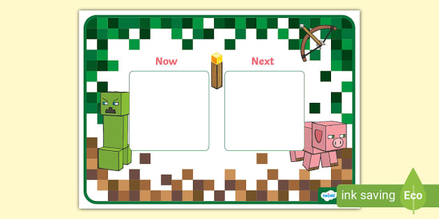 Block Adventurer Themed Now and Next Board (teacher made)