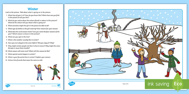Winter Oral Language Worksheet / Worksheet (teacher made)