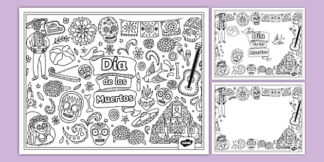 dia de los muertos coloring pages for kids printable