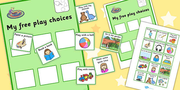 My Free Play Choices - free play, choices, cards, options, decide