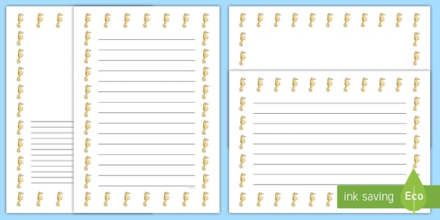 FREE! - Seahorse Portrait Page Borders | Primary Resources | KS1