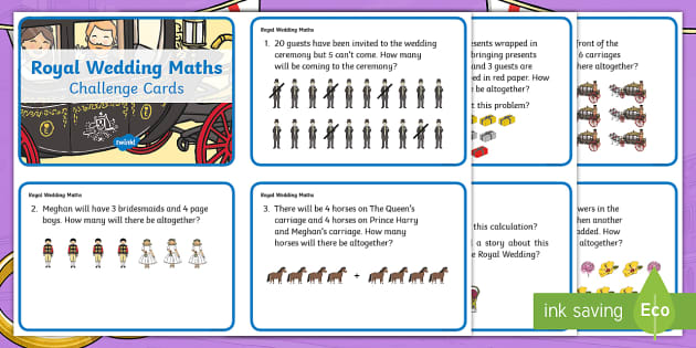 KS1 Royal Wedding Maths Challenge Cards (teacher made)