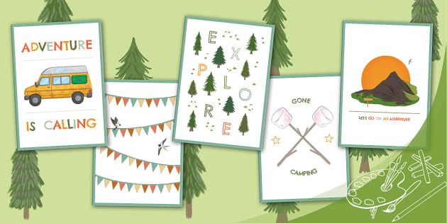 Adventure Is Calling Camping Quotes Posters Pack - Twinkl