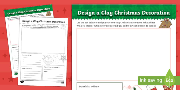 Design a Clay Christmas Decoration Worksheet (teacher made)