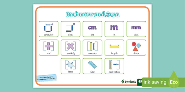 Twinkl Symbols: Perimeter and Area AAC Mat (teacher made)