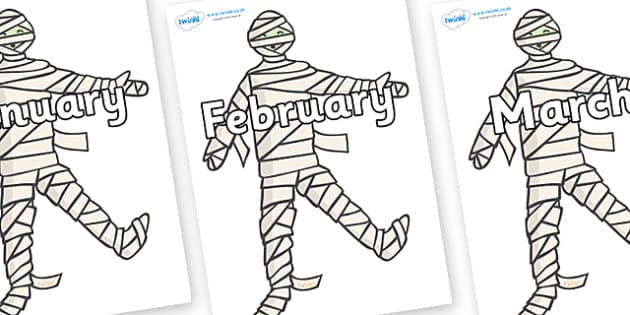 FREE! - Months of the Year on Mummy (Plain) (Teacher-Made)