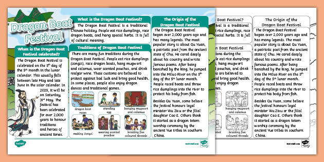 Dragon Boat Festival Fact File (teacher made) - Twinkl
