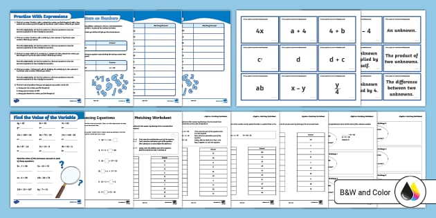 Fifth Grade Expressions and Equations Algebra Work Sub Pack