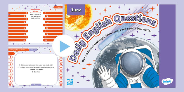 June Daily English Questions for Years 5/6 - Primary Students