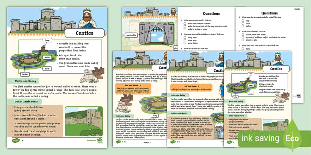 KS1 Castles Differentiated Reading Comprehension Activity