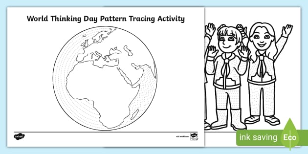 World Thinking Day Pattern Tracing Activity - Twinkl - EYFS