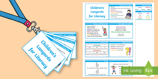 Lanyard-Sized KS1 Lovely Literacy Reminders Cards - Twinkl