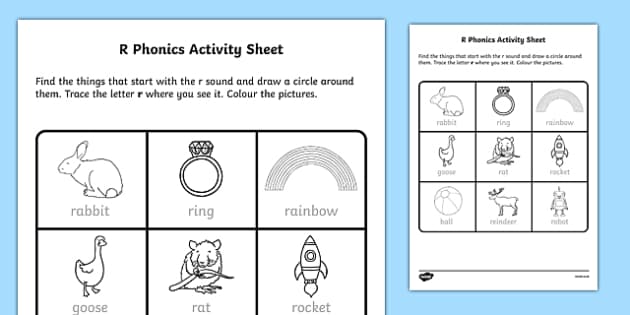 Phonics 'r' Sound Worksheet - Linguistic Phonics Resources