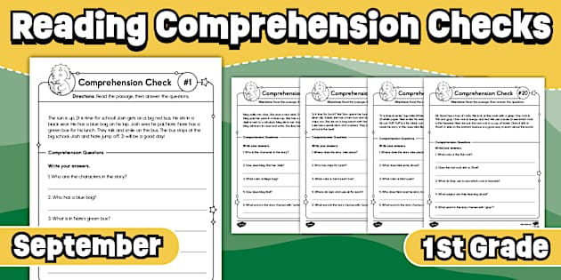 First Grade September Reading Comprehension Checks